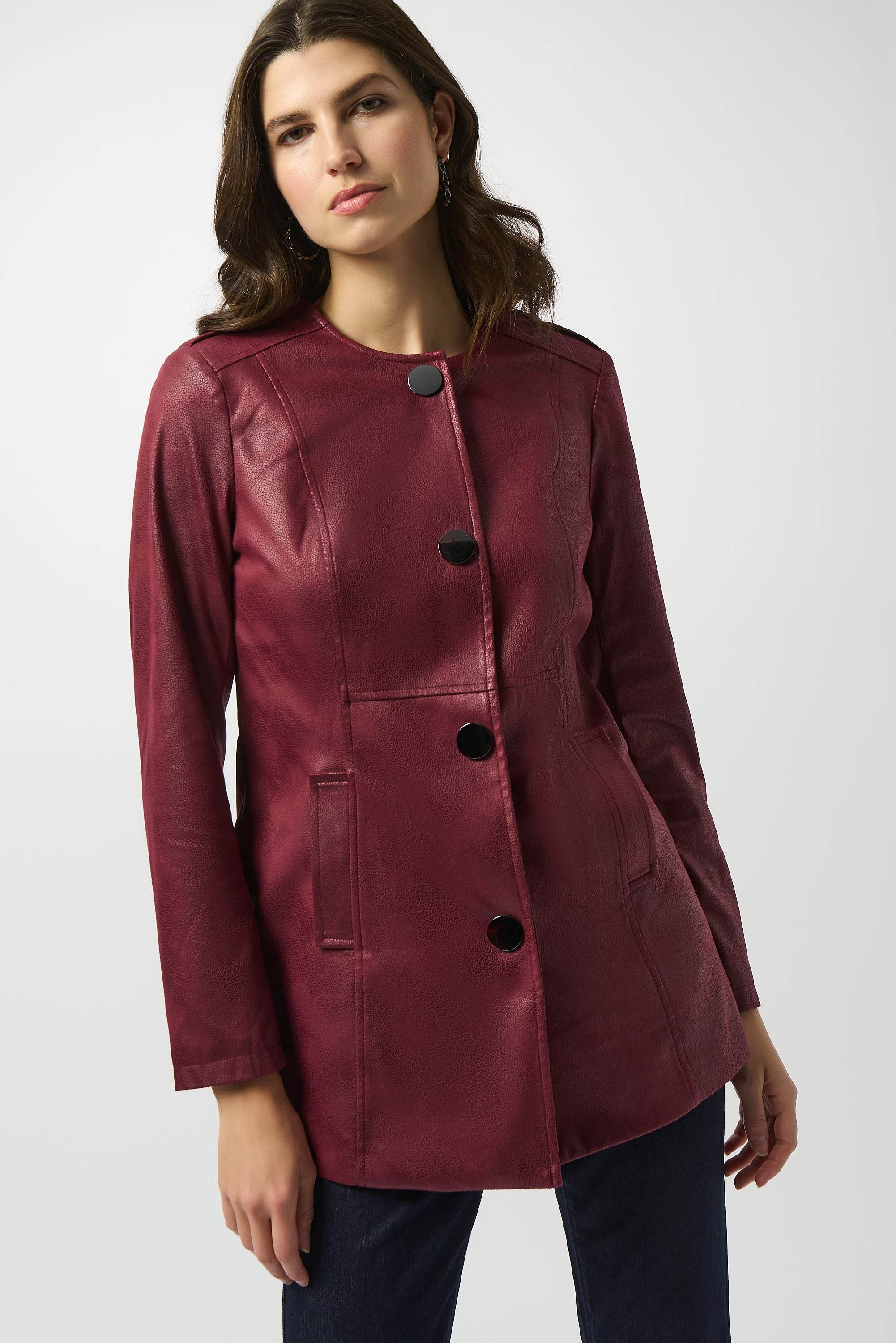 Foiled Faux Suede Fitted Jacket Style 253934 – Dream Pants