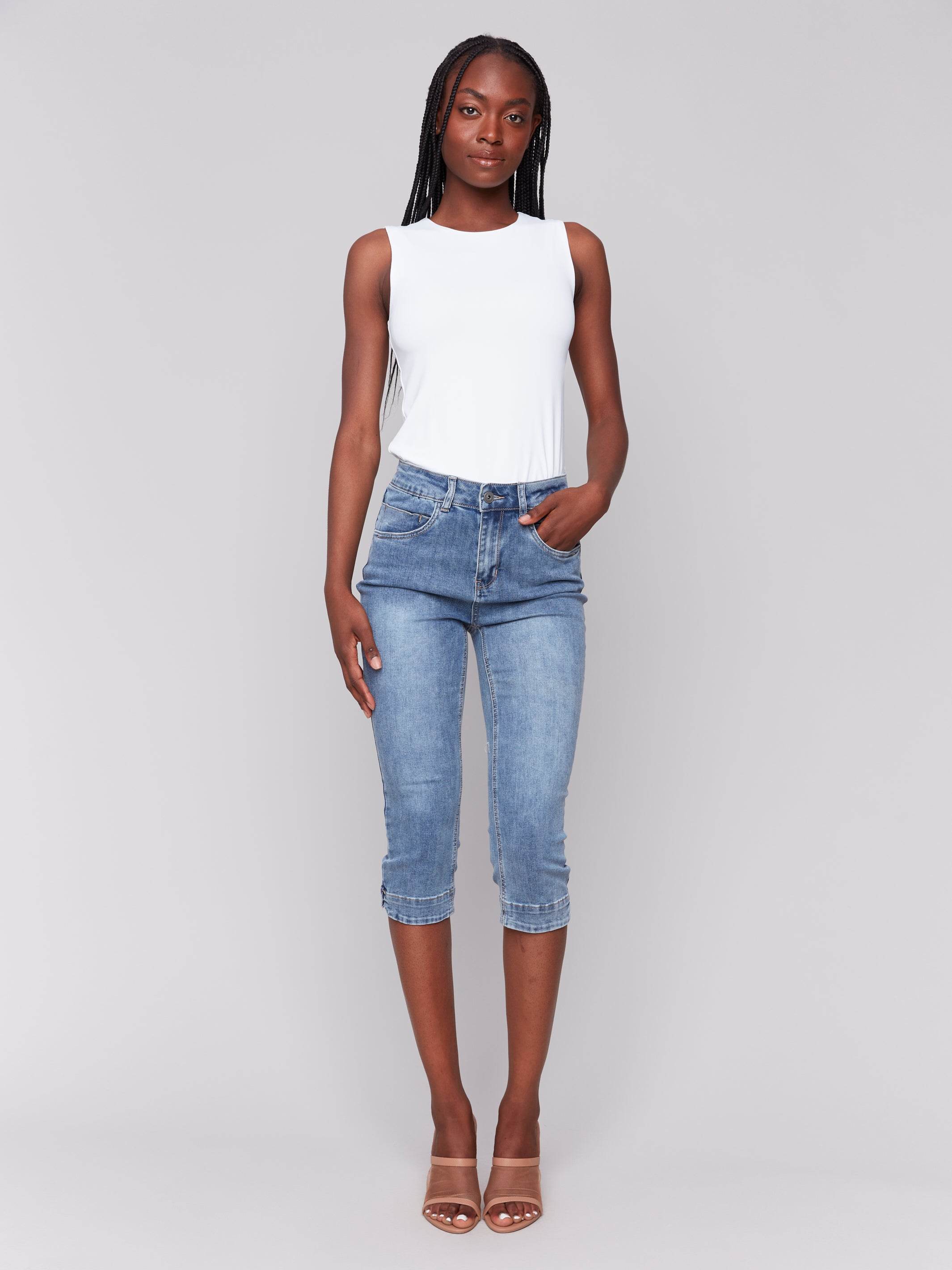 Knee High Capri Denim Pant Style CB5514R – Dream Pants